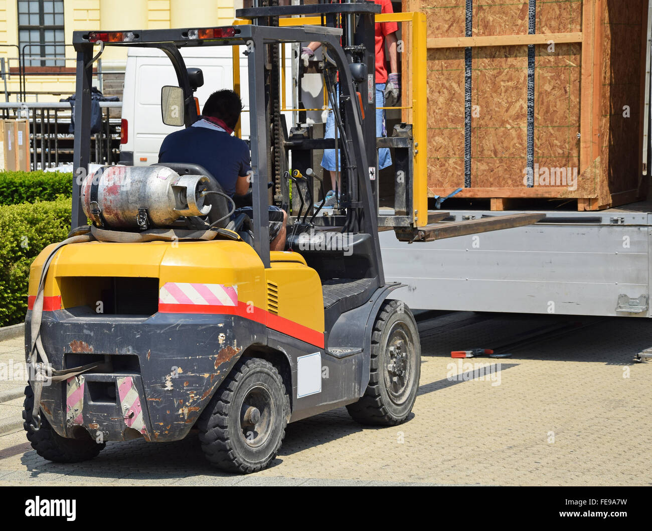 Forklift at work Stock Photo - Alamy
