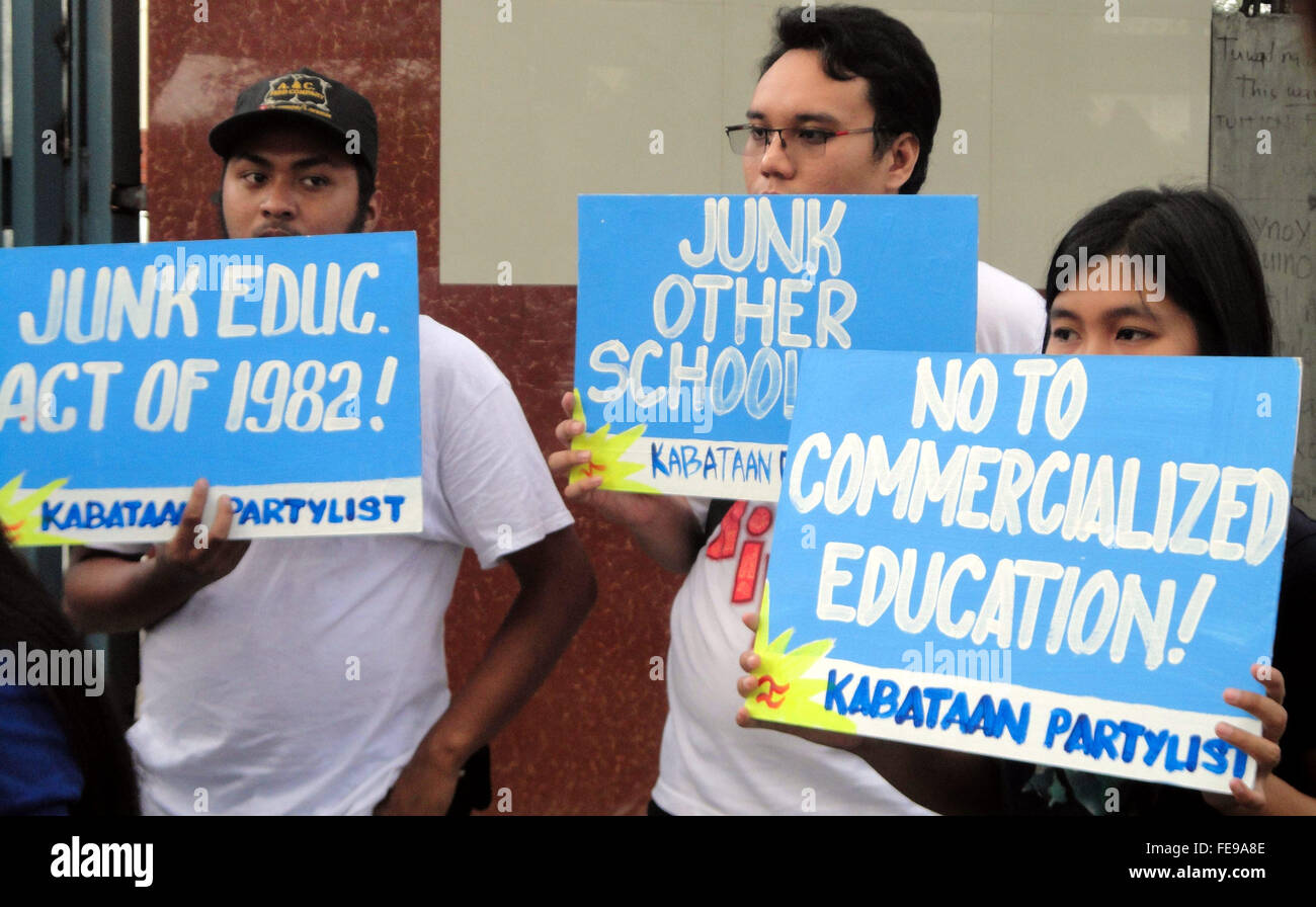 Quezon City, Philippines. 05th Feb, 2016. Filipino protesters hold ...
