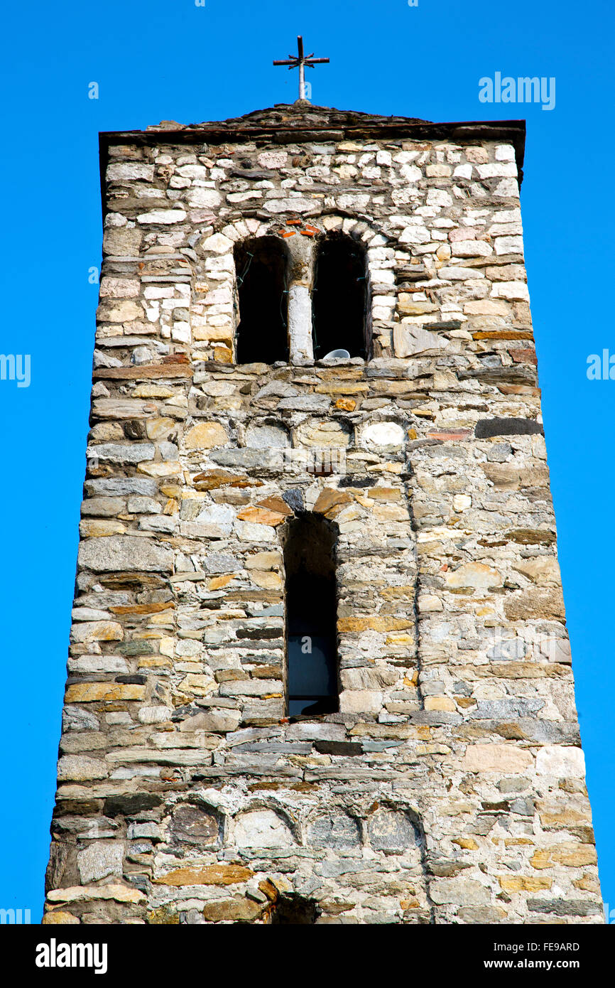 barzola old abstract in italy the wall and church tower bell sunny day ...