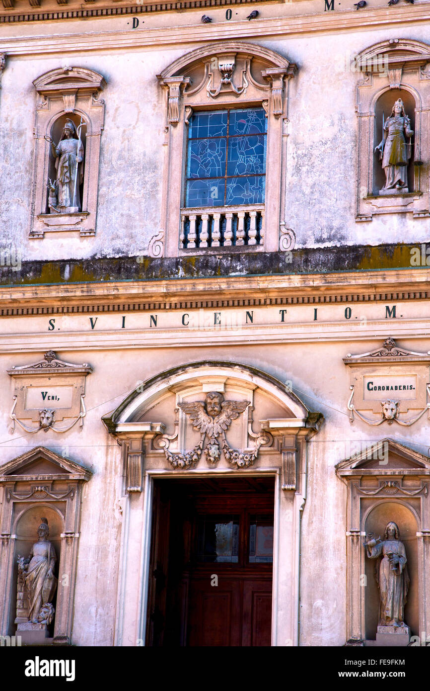 italy lombardy in the cardano campo old church closed brick tower wall ...