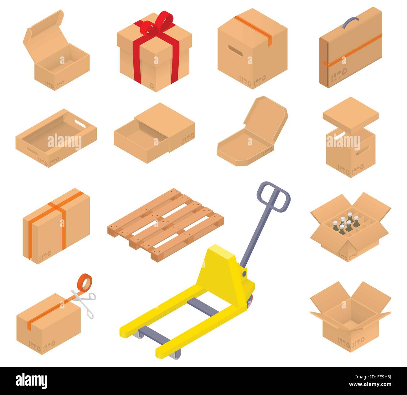 Collection of isometric cardboard boxes Stock Vector Image & Art - Alamy