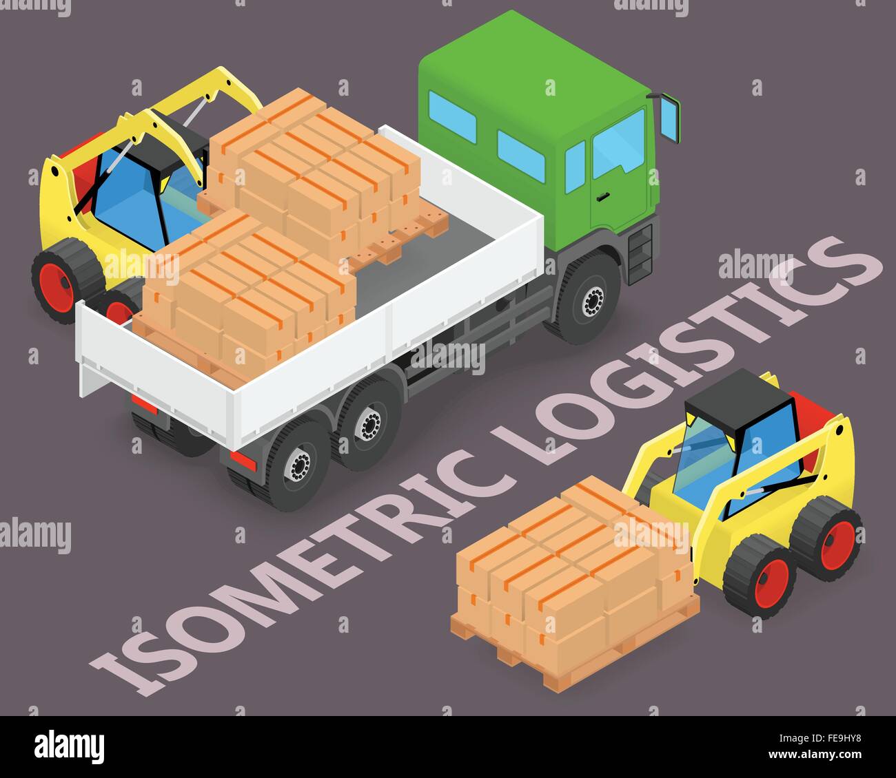 Process of loading the trucks with a forklift Stock Vector Image & Art - Alamy