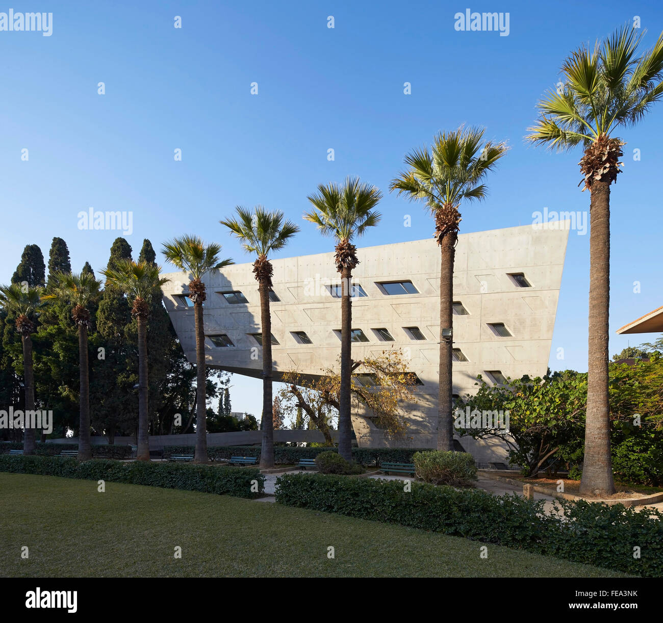 Building profile in campus garden. Issam Fares Institute, Beirut ...