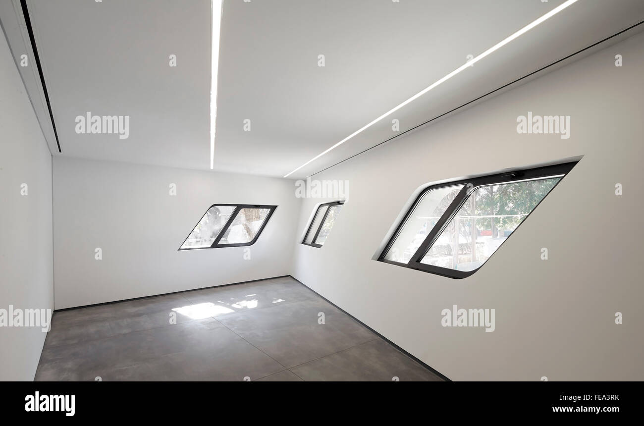 Interior with trapezoidal windows. Issam Fares Institute, Beirut ...