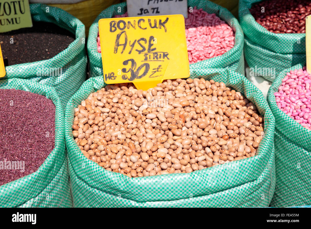 Beans for sale at market, Istanbul, Turkey Stock Photo - Alamy