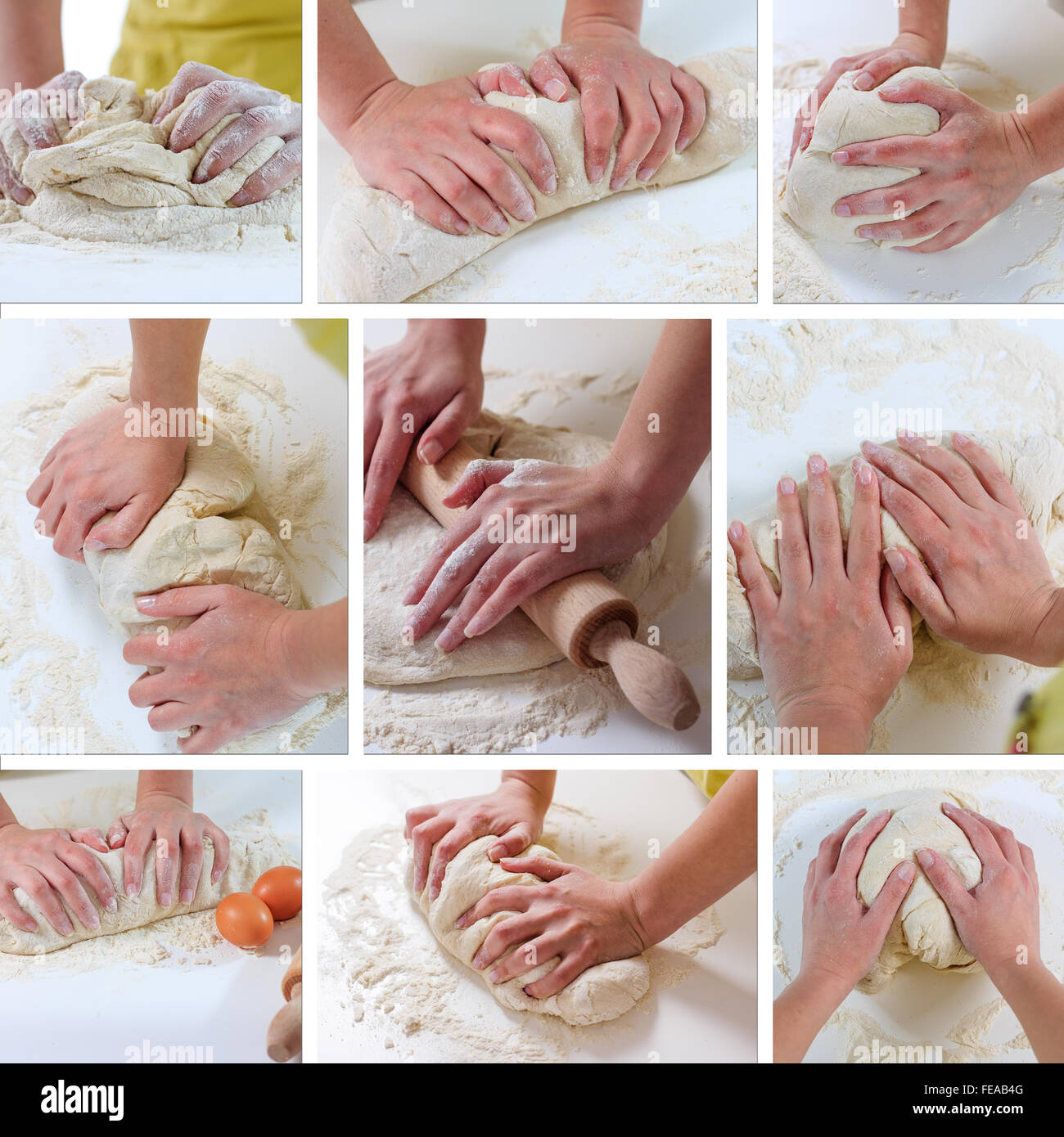 Female Hands Rolling Dough with Rollingpin for baking .Homemade ...