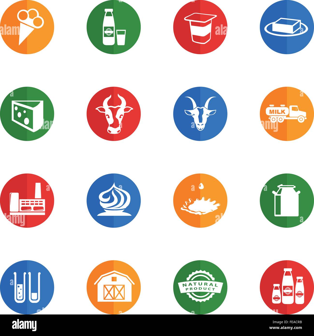 Milk industry icons set Stock Vector Image & Art - Alamy