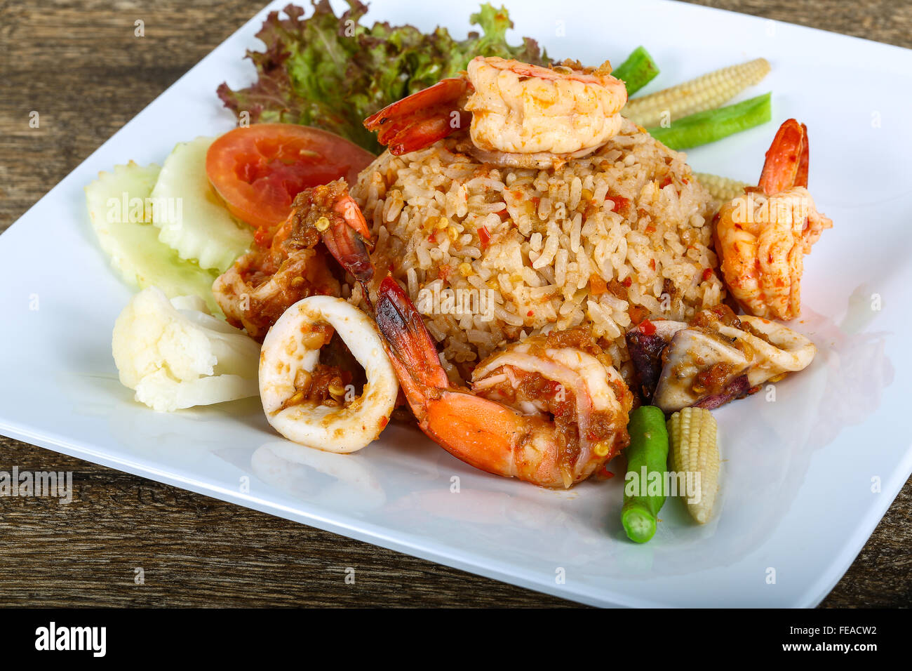 Asian style Fried rice with seafood, herbs and spices Stock Photo - Alamy