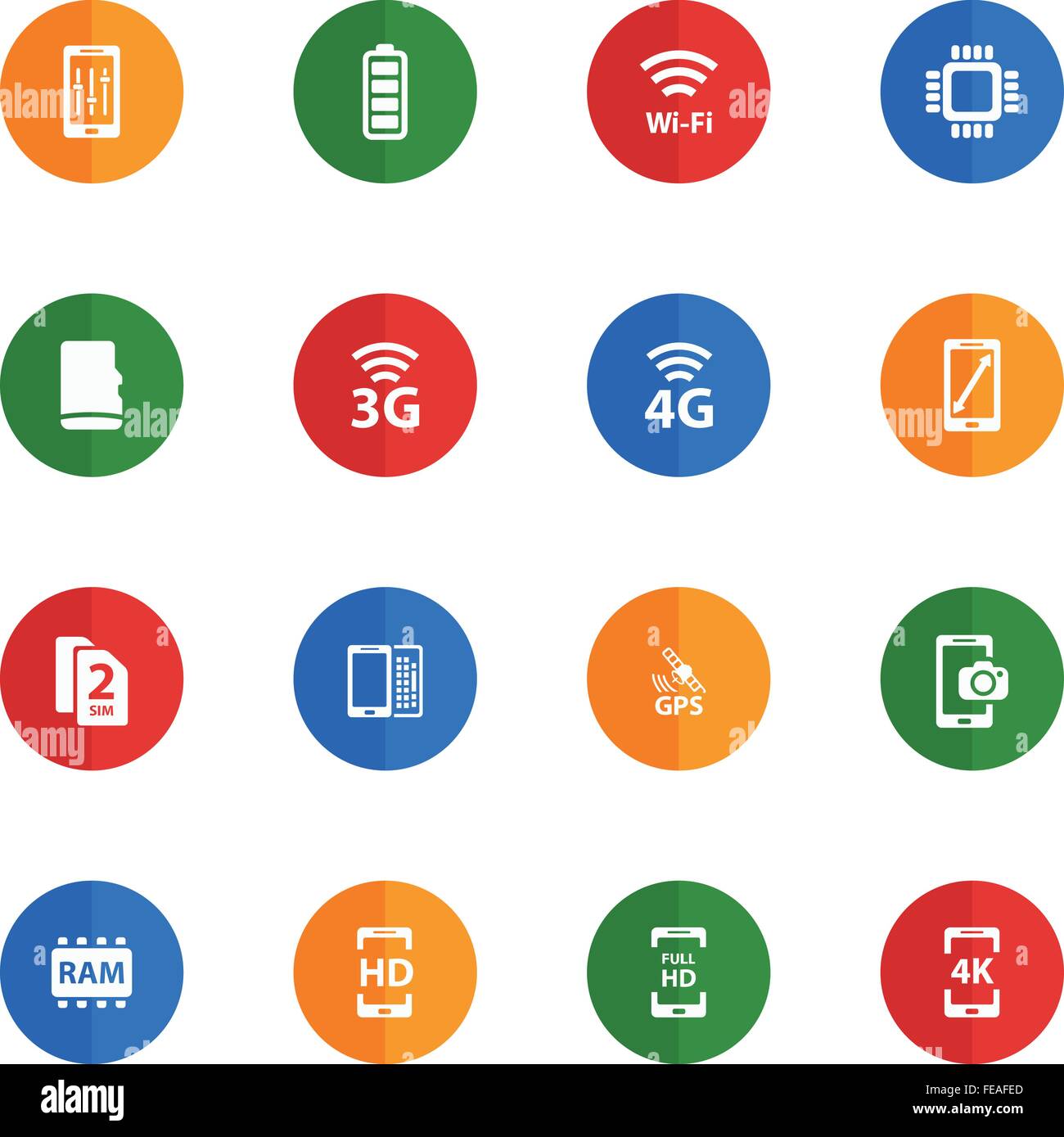 Smarthone specs simply icons Stock Vector Image & Art - Alamy