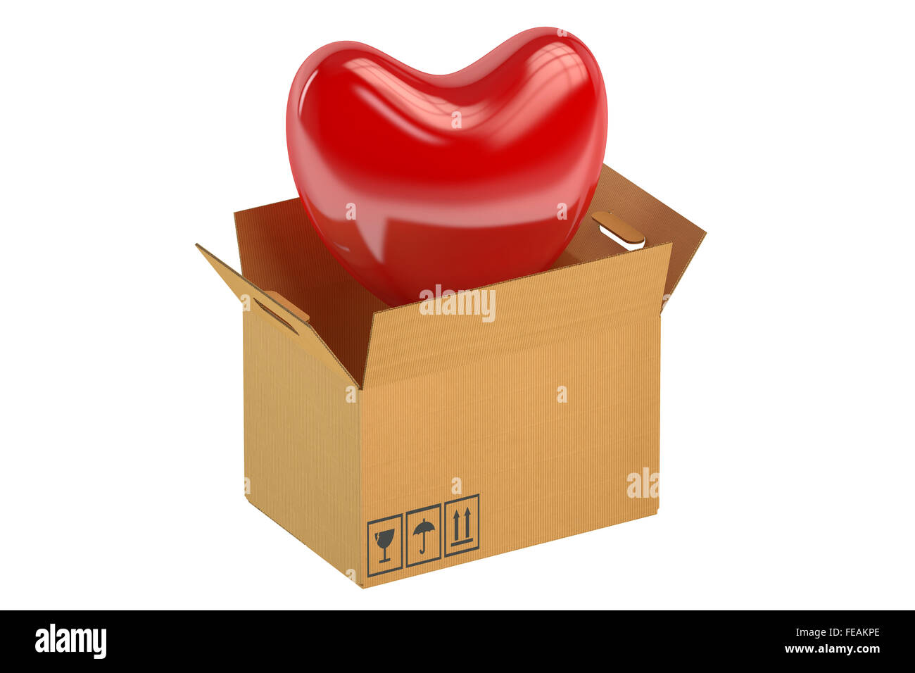 red heart in the box isolated on white background Stock Photo - Alamy