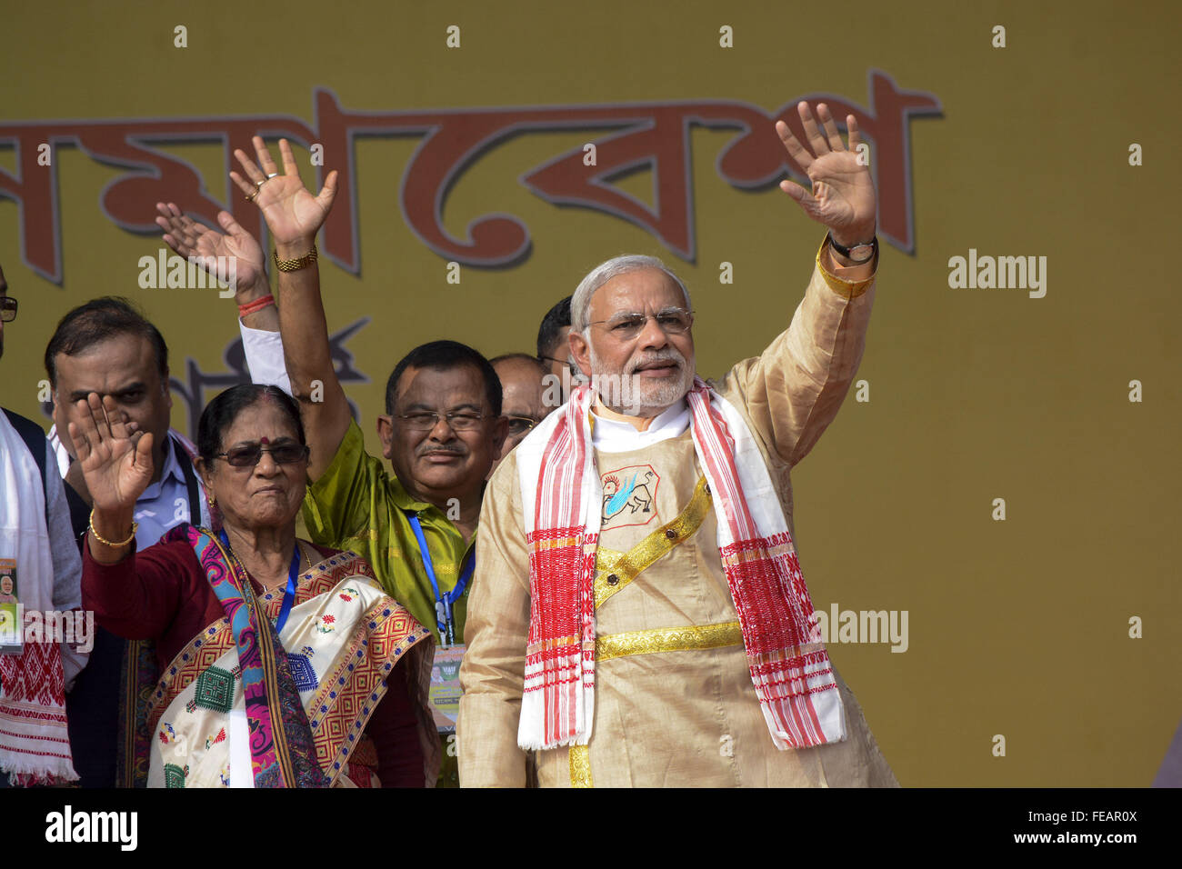 Moran, Assam, India. 5th Feb, 2016. Indian Prime Minister Narendra Modi ...