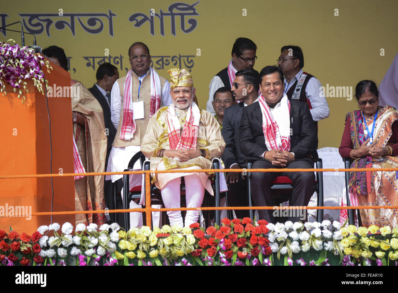 Moran, Assam, India. 5th Feb, 2016. Indian Prime Minister Narendra Modi ...