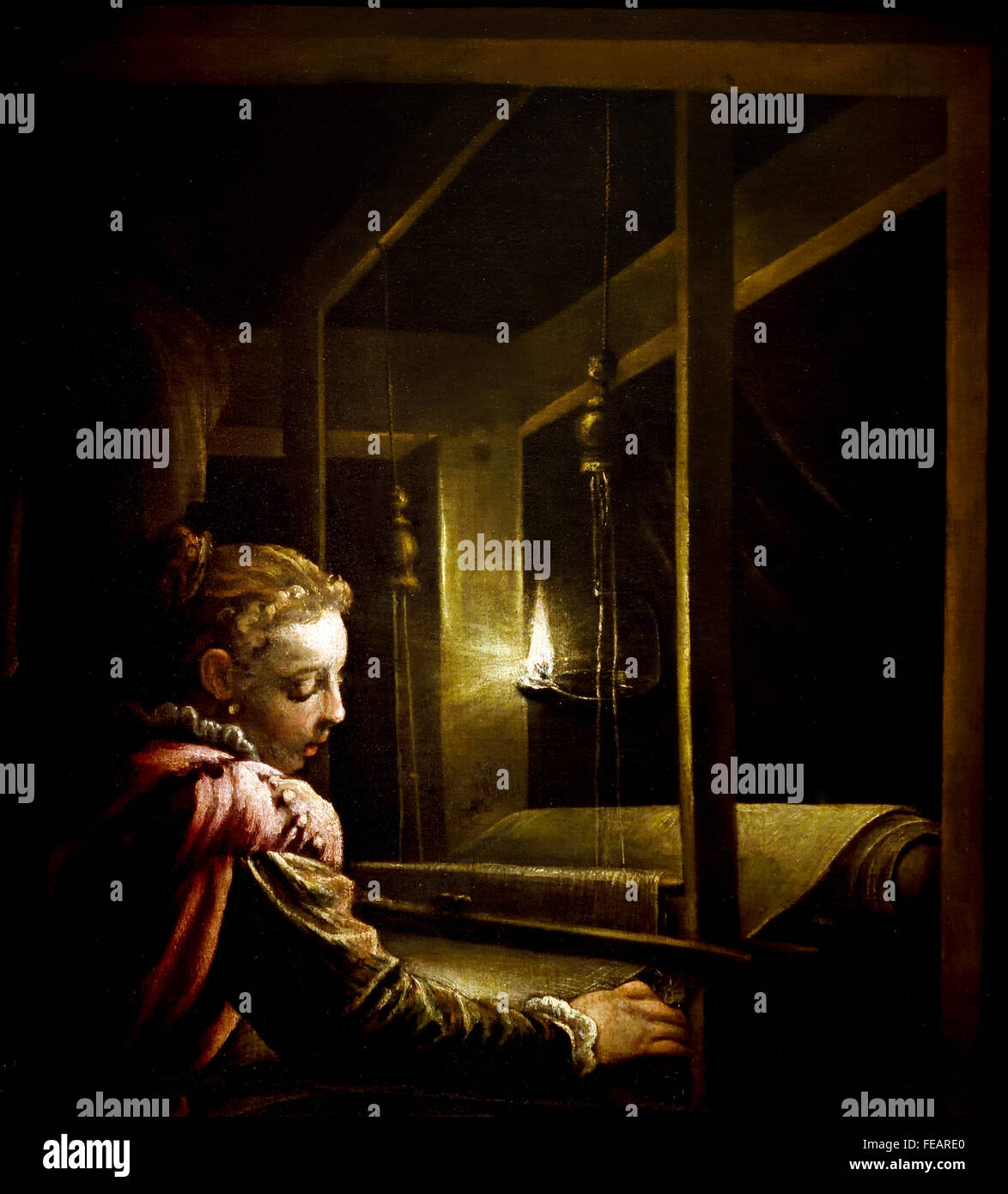 Penelope Famous painting in chiaroscuro. The woman's face is lit by an ...