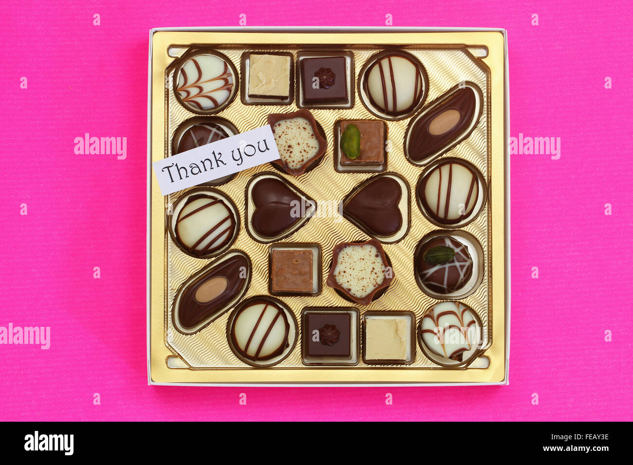 Thank You Note With Box Of Chocolates Hi Res Stock Photography And