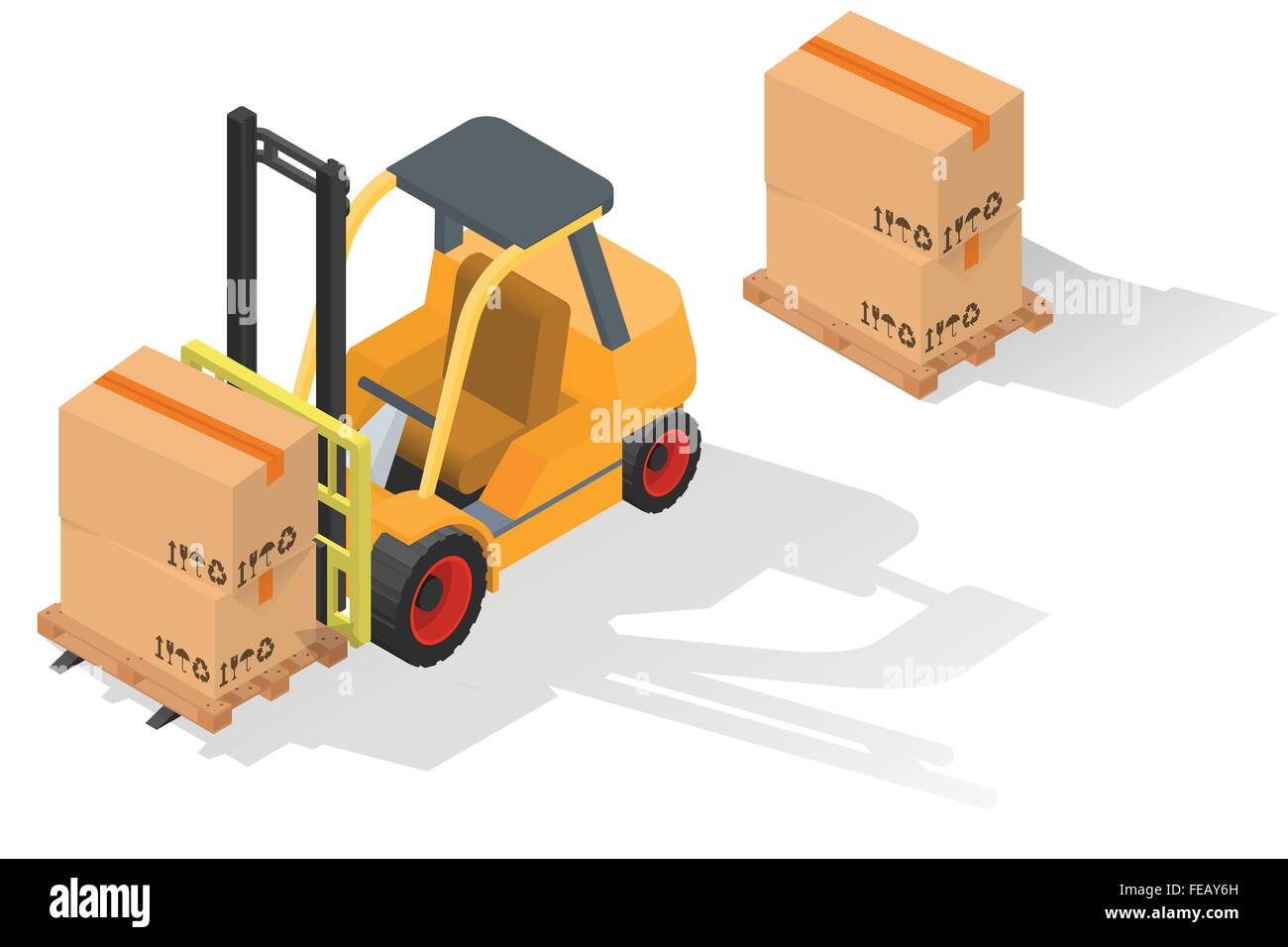 Isometric forklift truck with box Stock Vector Image & Art - Alamy
