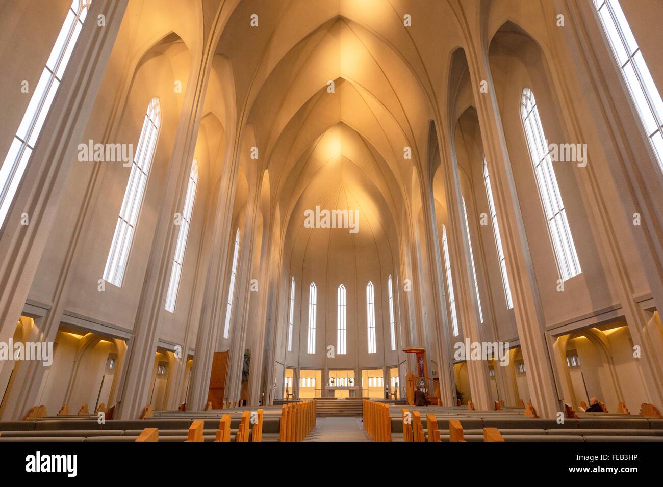 Interior of the Hallgrimskirkja Church in Reykjavik, Iceland Stock ...