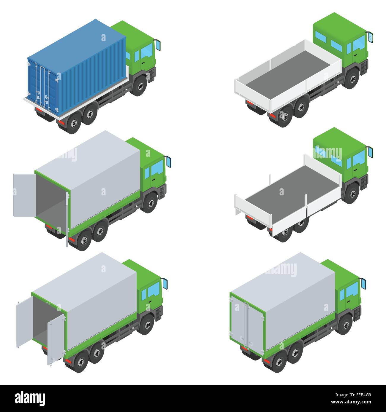Isometric set of different trucks Stock Vector Image & Art - Alamy