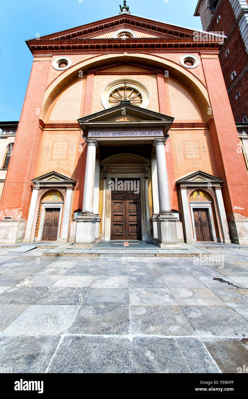 in the legnano old church closed brick tower sidewalk italy lombardy ...