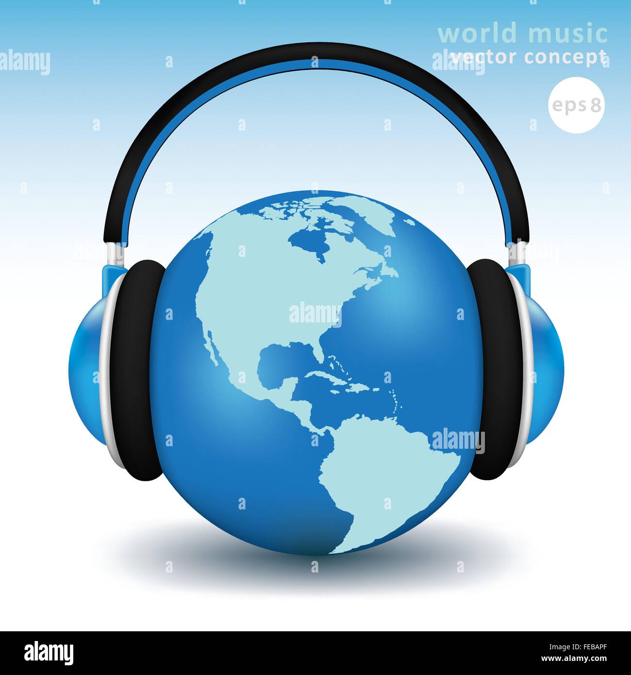 Earth with headphones. World music concept high detailed 3d vector ...
