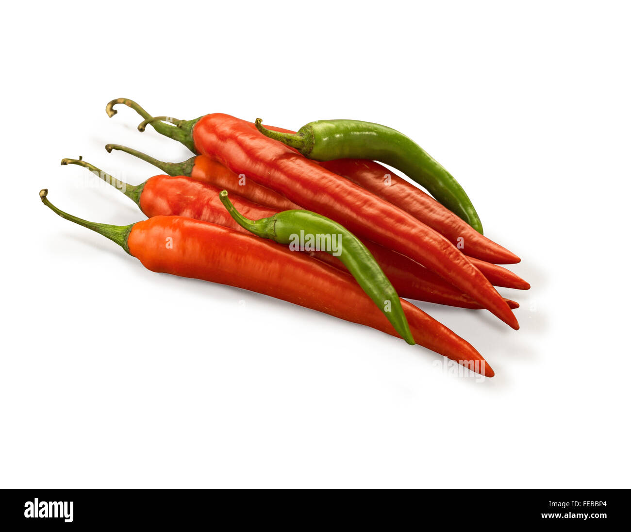 red and green chillies isolated on white background Stock Photo - Alamy
