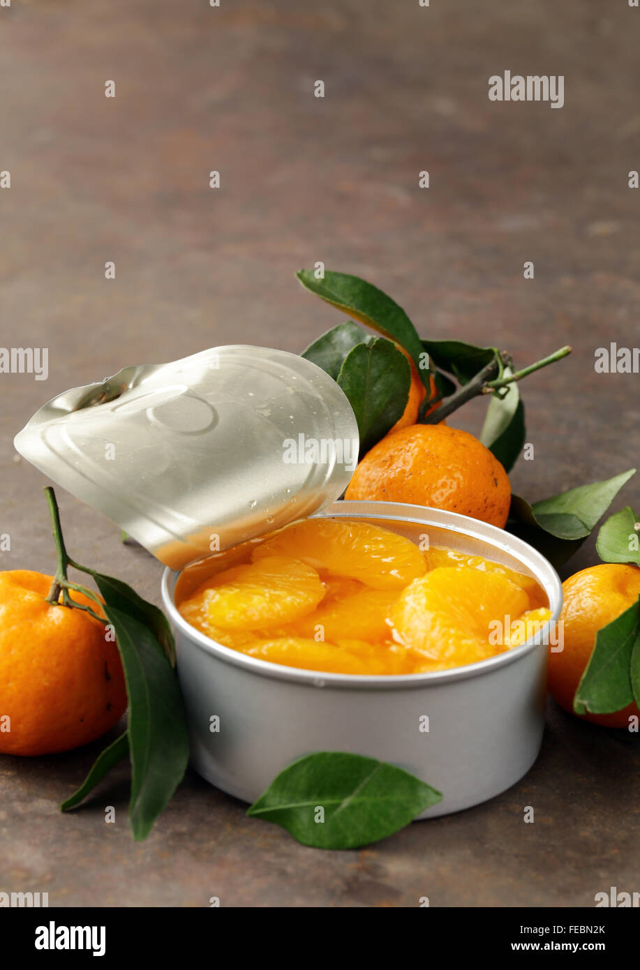 natural organic canned mandarin (orange) in syrup Stock Photo - Alamy