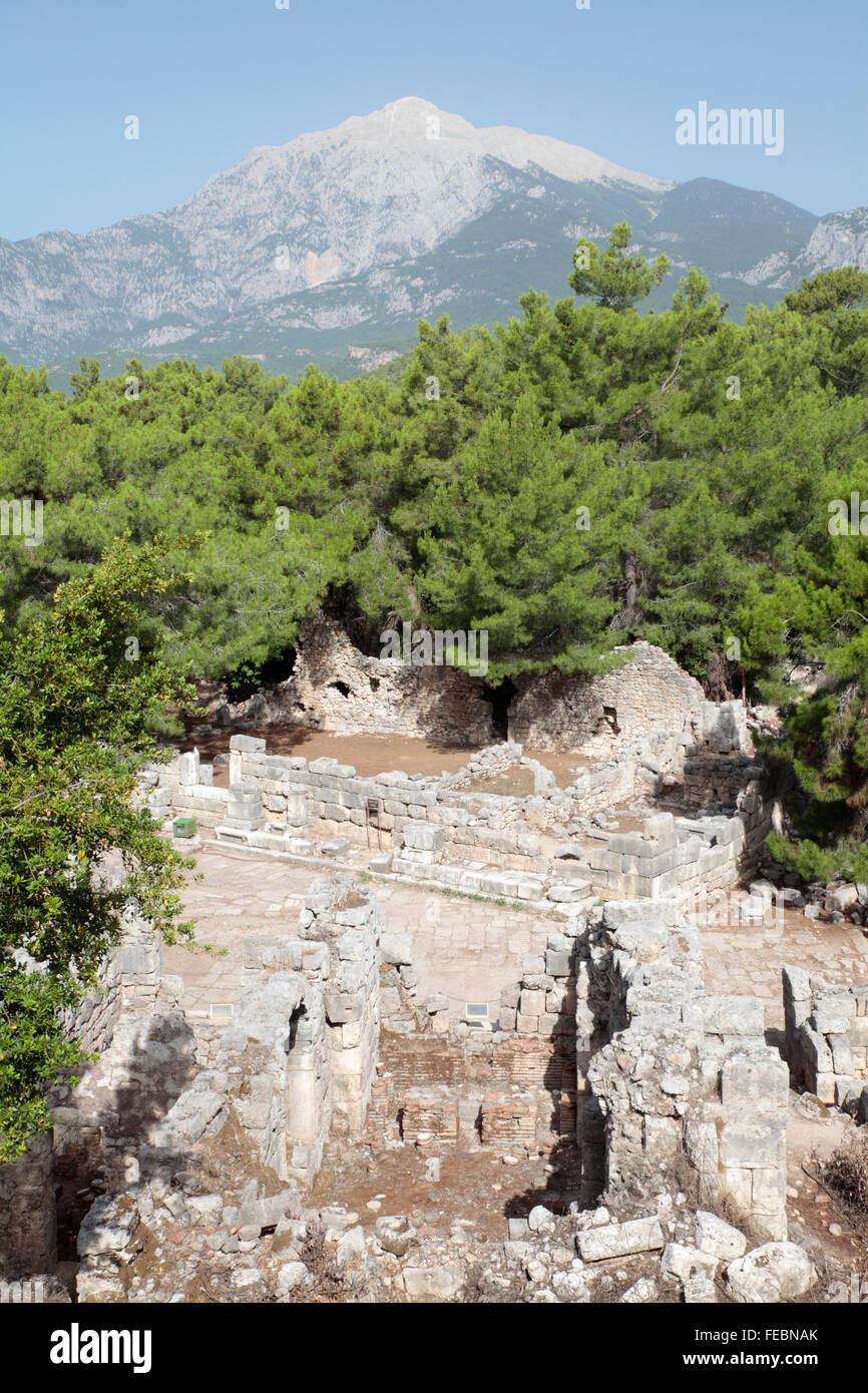 Lycian Ruins of Phaselis with Mount Olympos, nr Antalya, Turkey Stock ...
