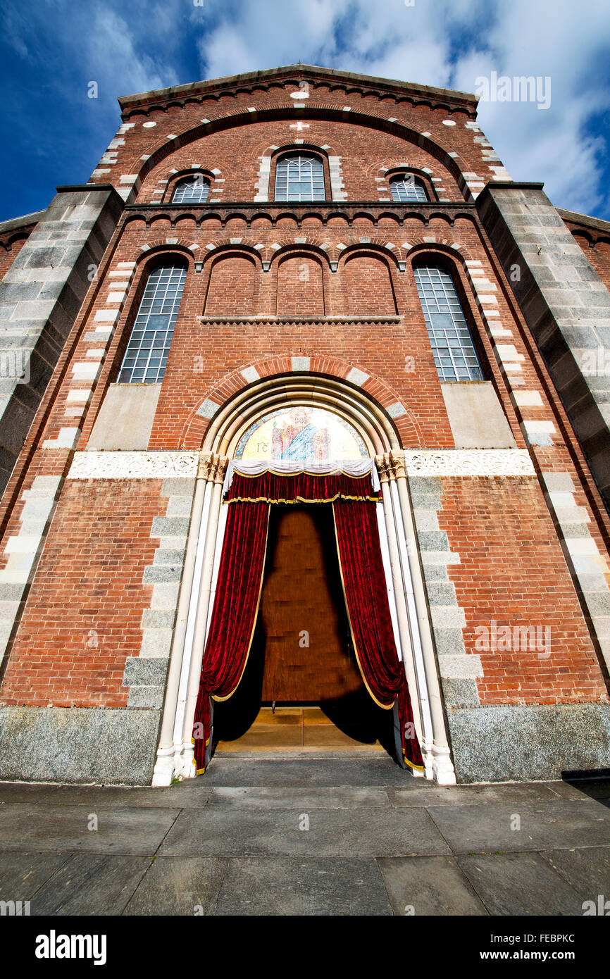church in the legnano closed brick tower sidewalk italy lombardy old ...