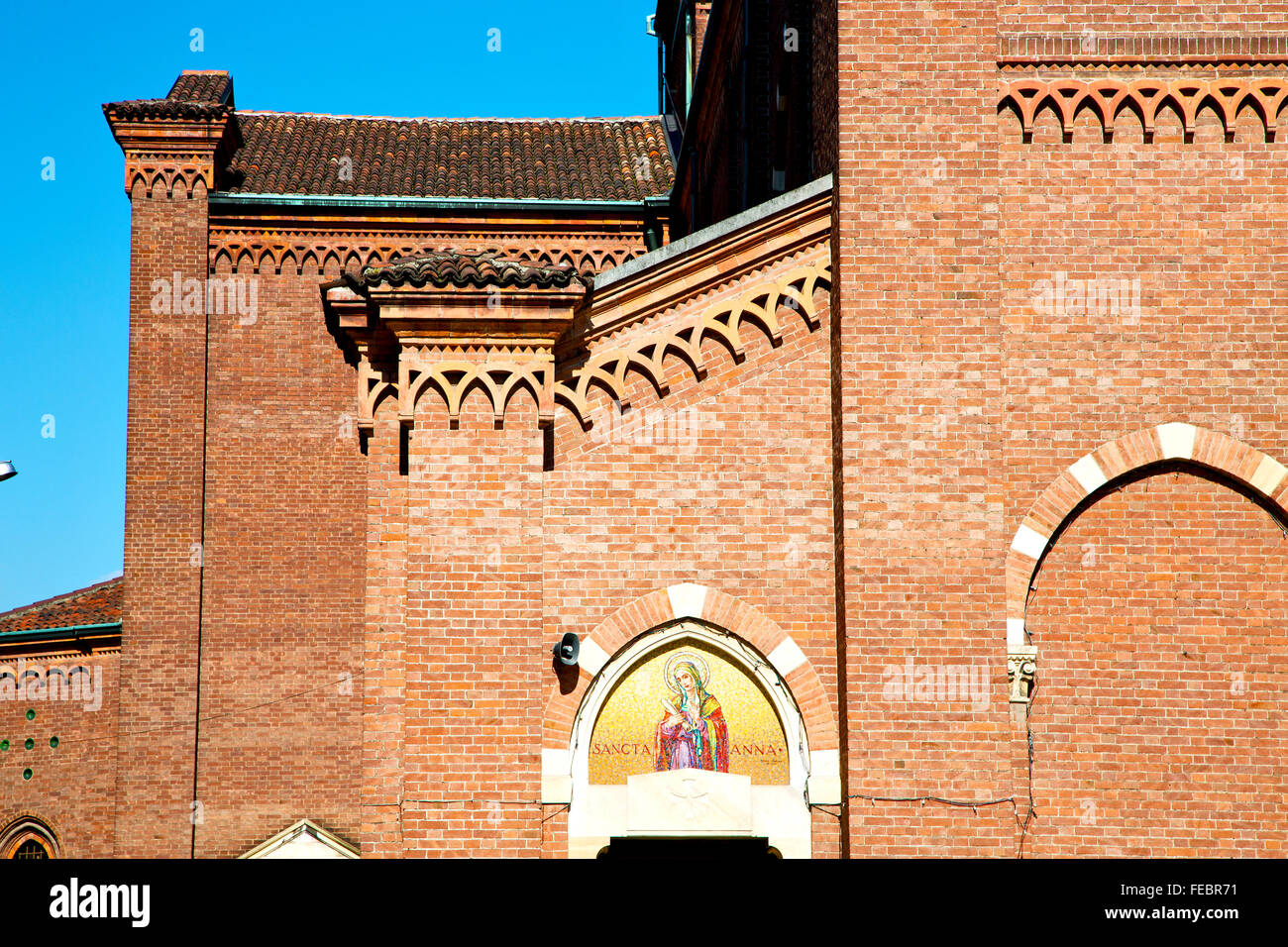 italy lombardy in the castellanza old church closed brick tower wall ...