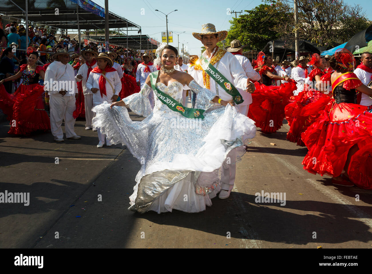 Barranquilla, Colombia - March 1, 2014: People at the carnival parades ...