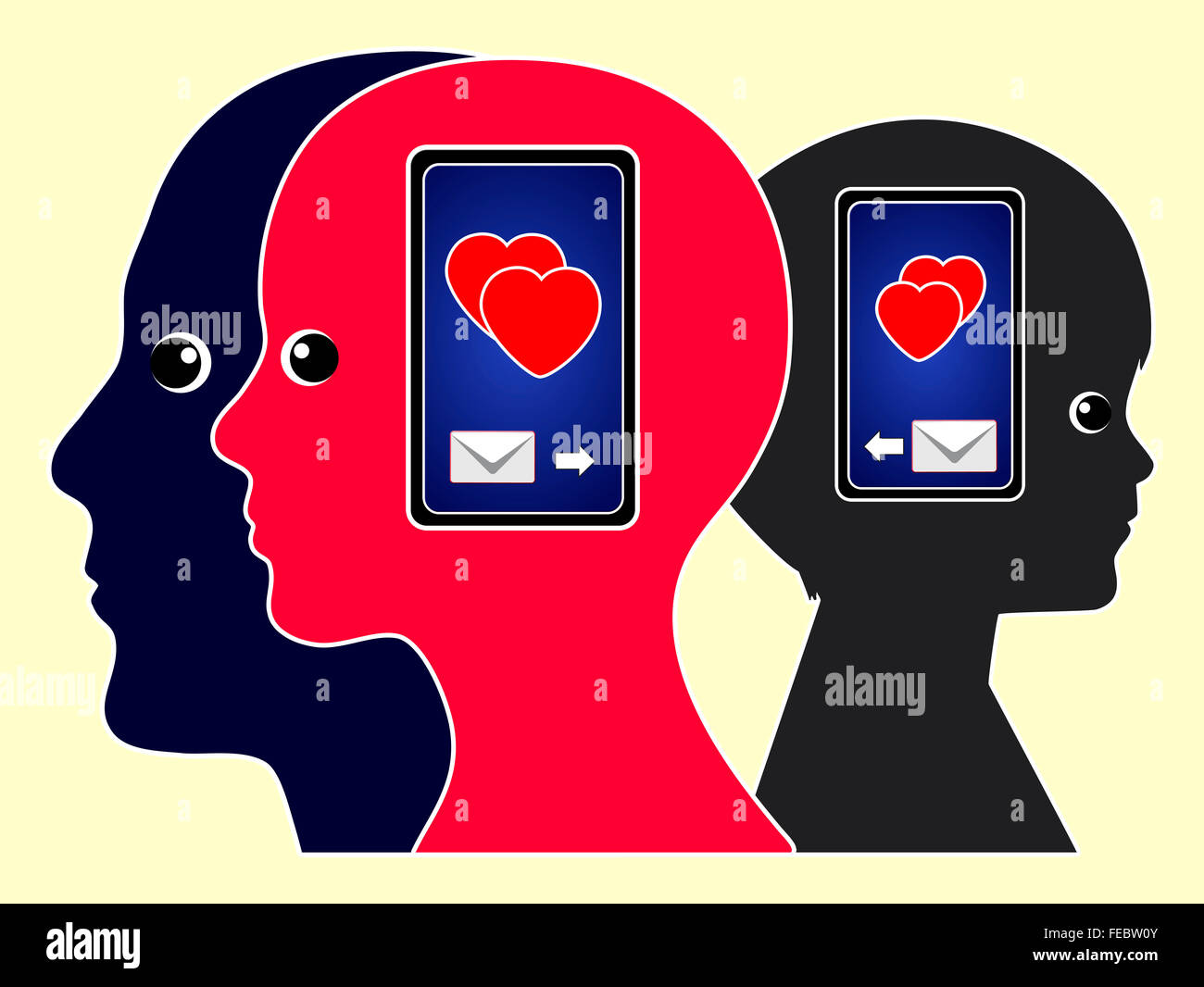Love Messages with Cell Phones Stock Photo - Alamy