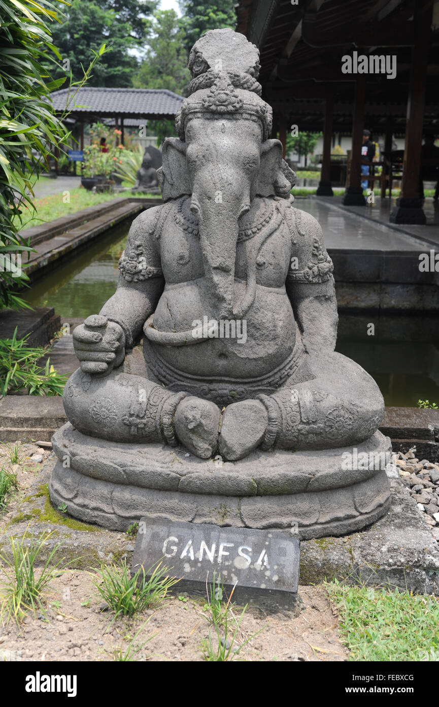 Statue of hindu archaeological site of Prambanan on the island of Java ...