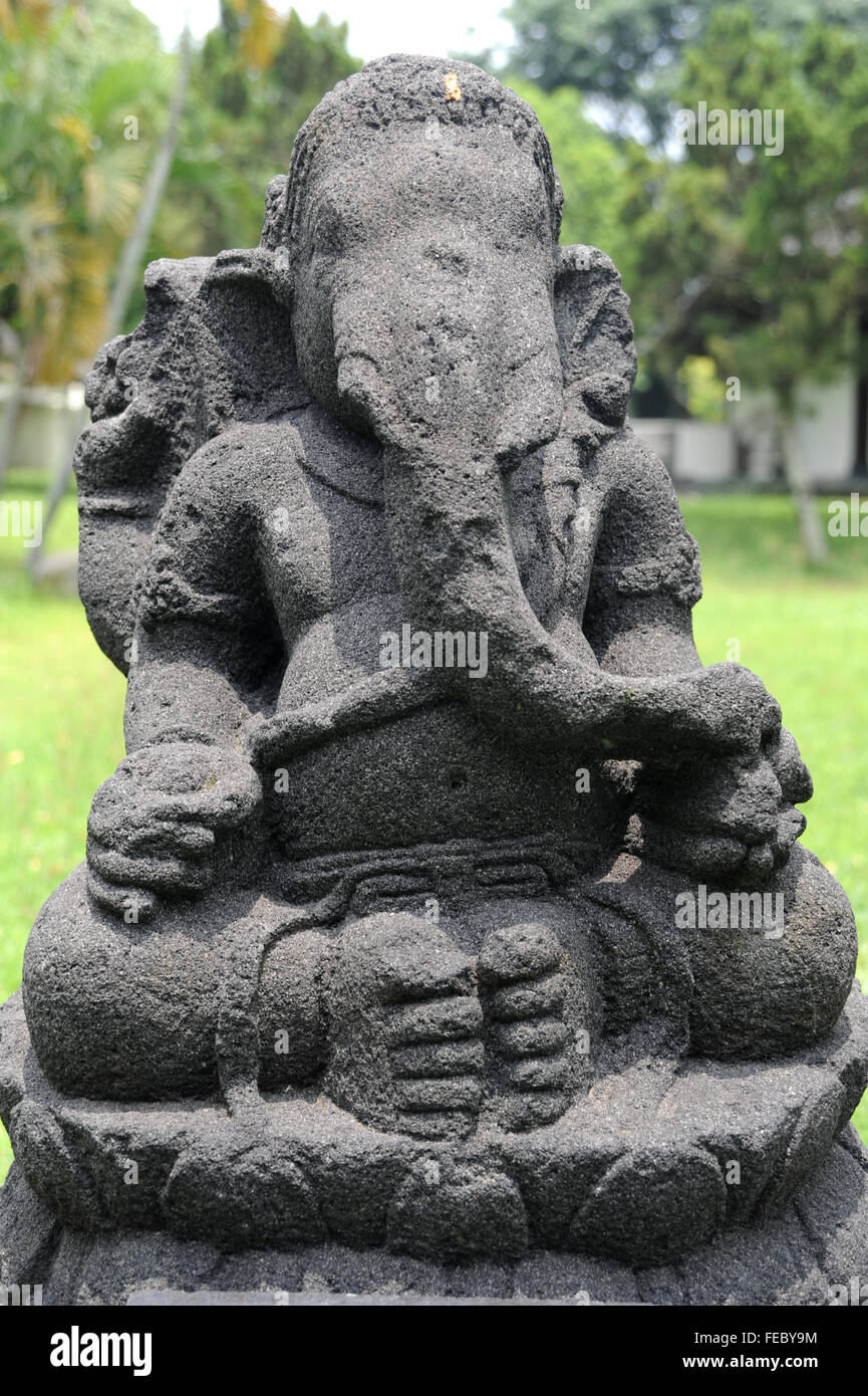 Statue of hindu archaeological site of Prambanan on the island of Java ...