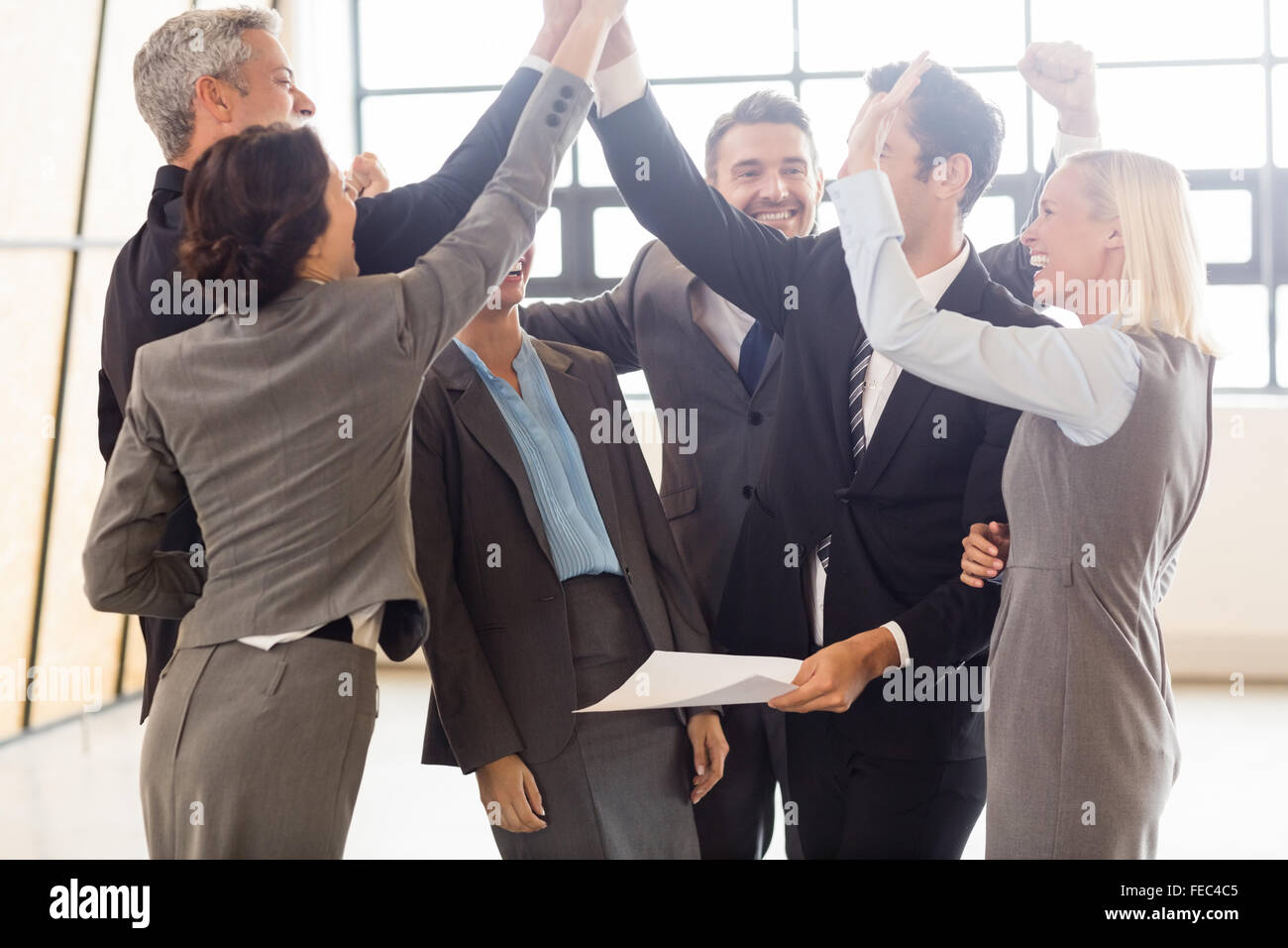 Business team cheering and shouting Stock Photo - Alamy