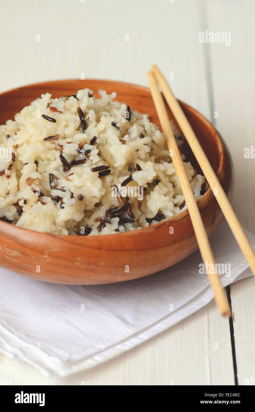 Boiled Rice (Basmati mixed with wild Rice Stock Photo - Alamy