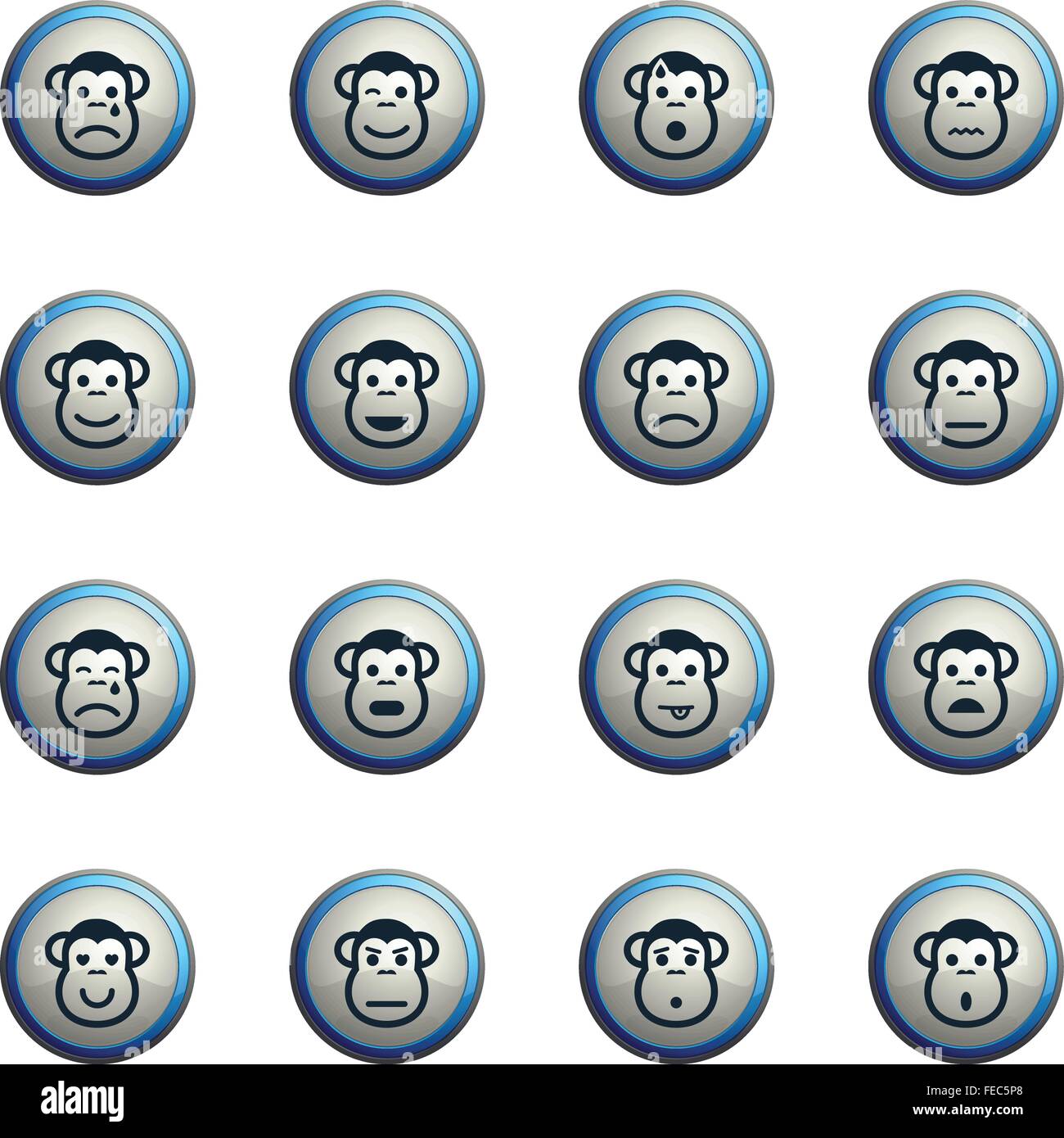 Monkey emotions simply icons Stock Vector Image & Art - Alamy