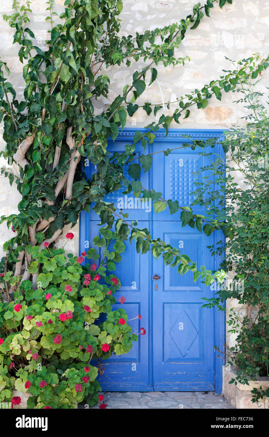 Old Blue Greek Door, Kastellorizo, Greece Stock Photo - Alamy