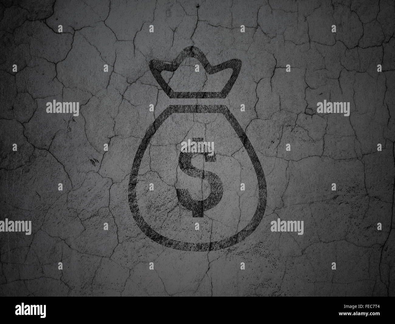 Money concept: Money Bag on grunge wall background Stock Photo - Alamy