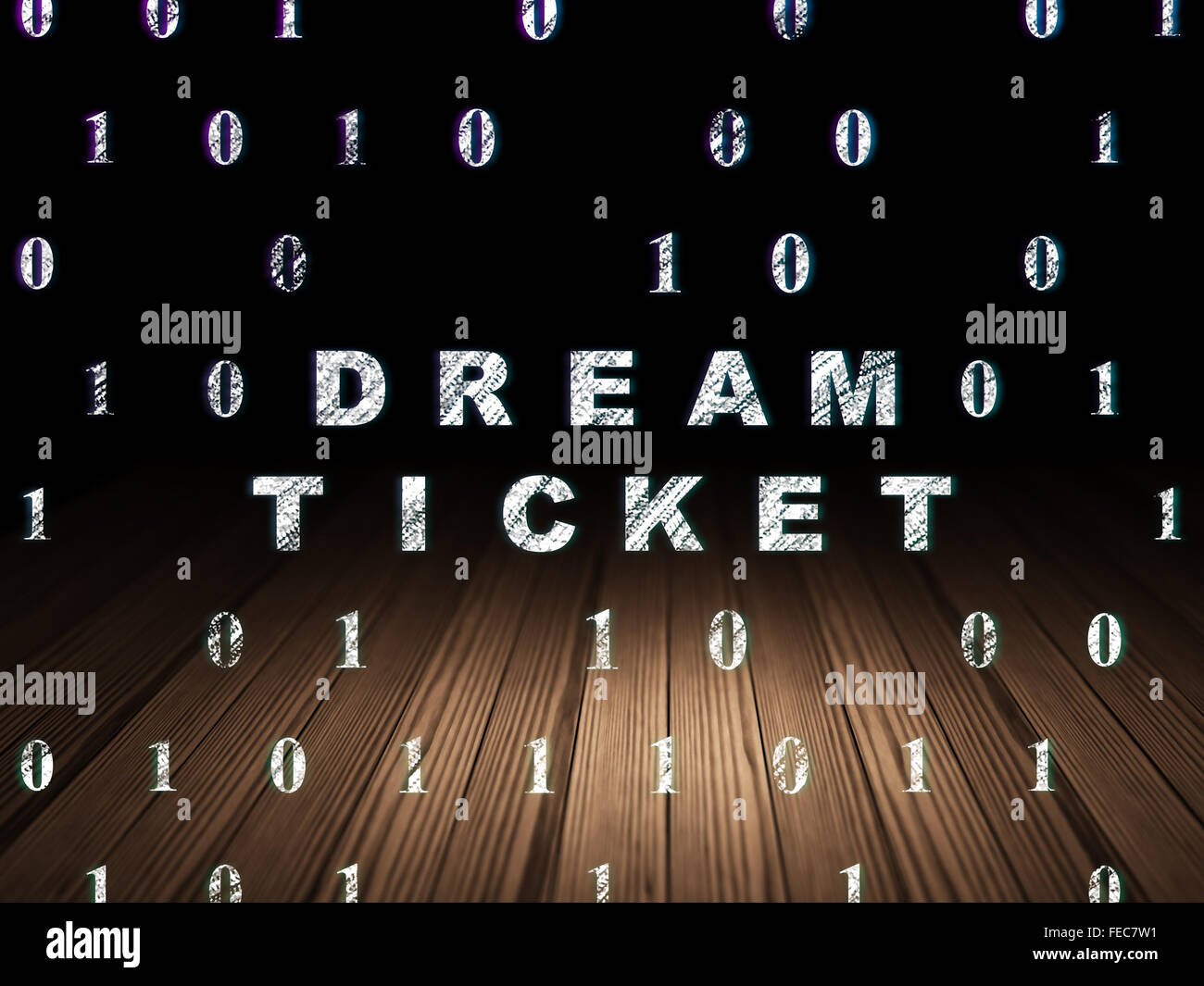 Finance concept: Dream Ticket in grunge dark room Stock Photo - Alamy