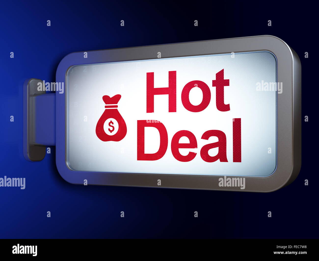 Finance concept: Hot Deal and Money Bag on billboard background Stock ...