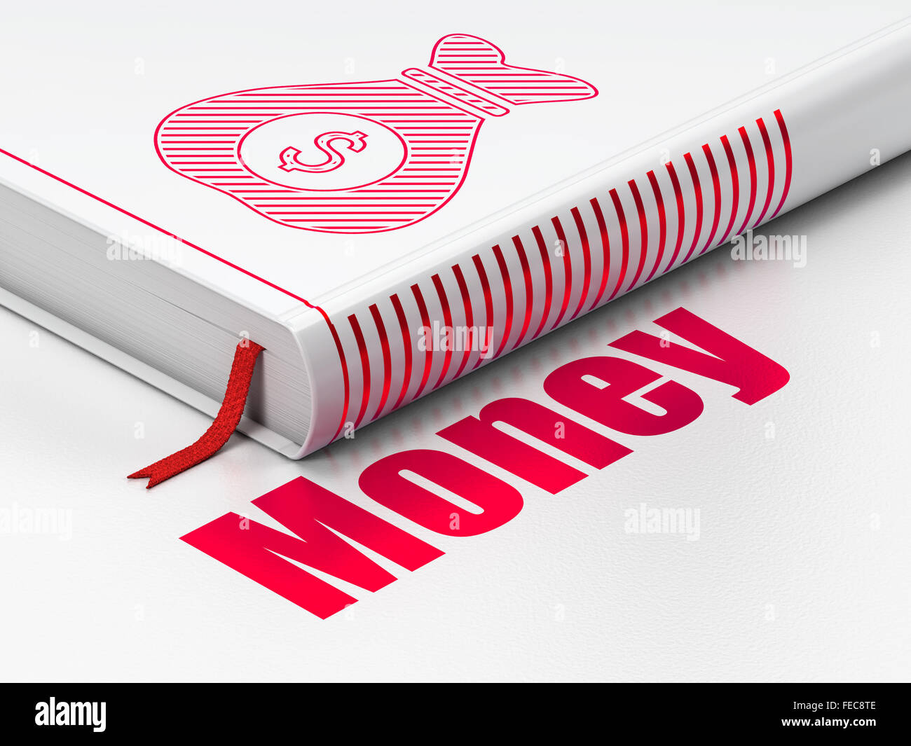 Business concept: book Money Bag, Money on white background Stock Photo ...