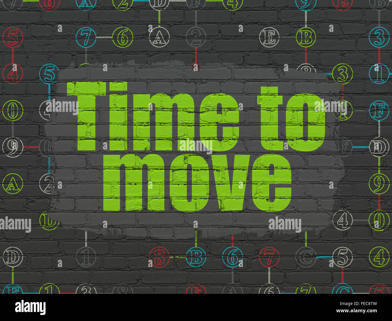 Timeline concept: Time to Move on wall background Stock Photo - Alamy