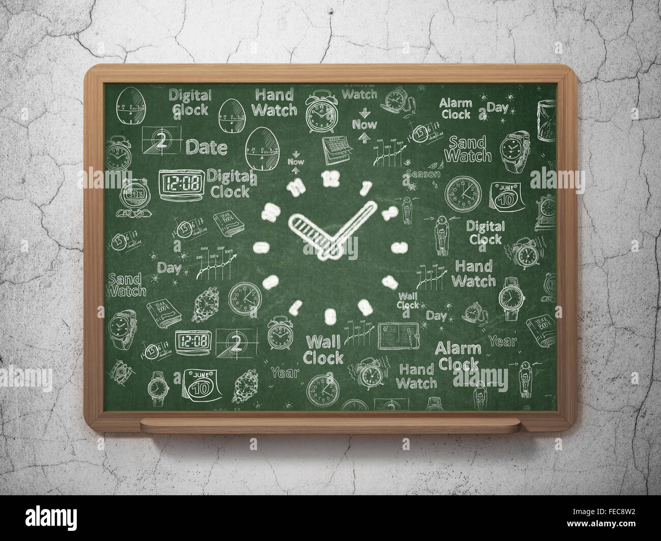 Time concept: Clock on School Board background Stock Photo - Alamy