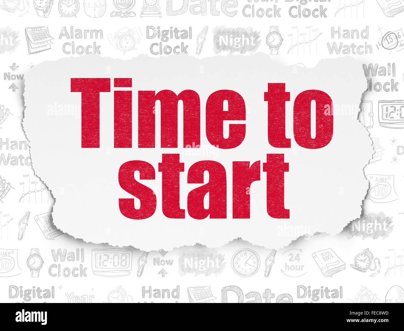 Time concept: Time to Start on Torn Paper background Stock Photo - Alamy