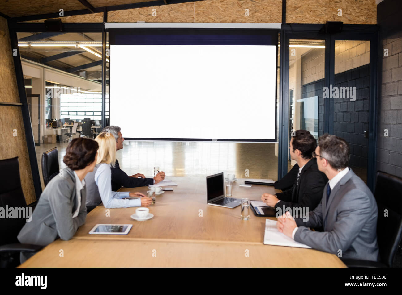 Business team using video chat during meeting Stock Photo - Alamy