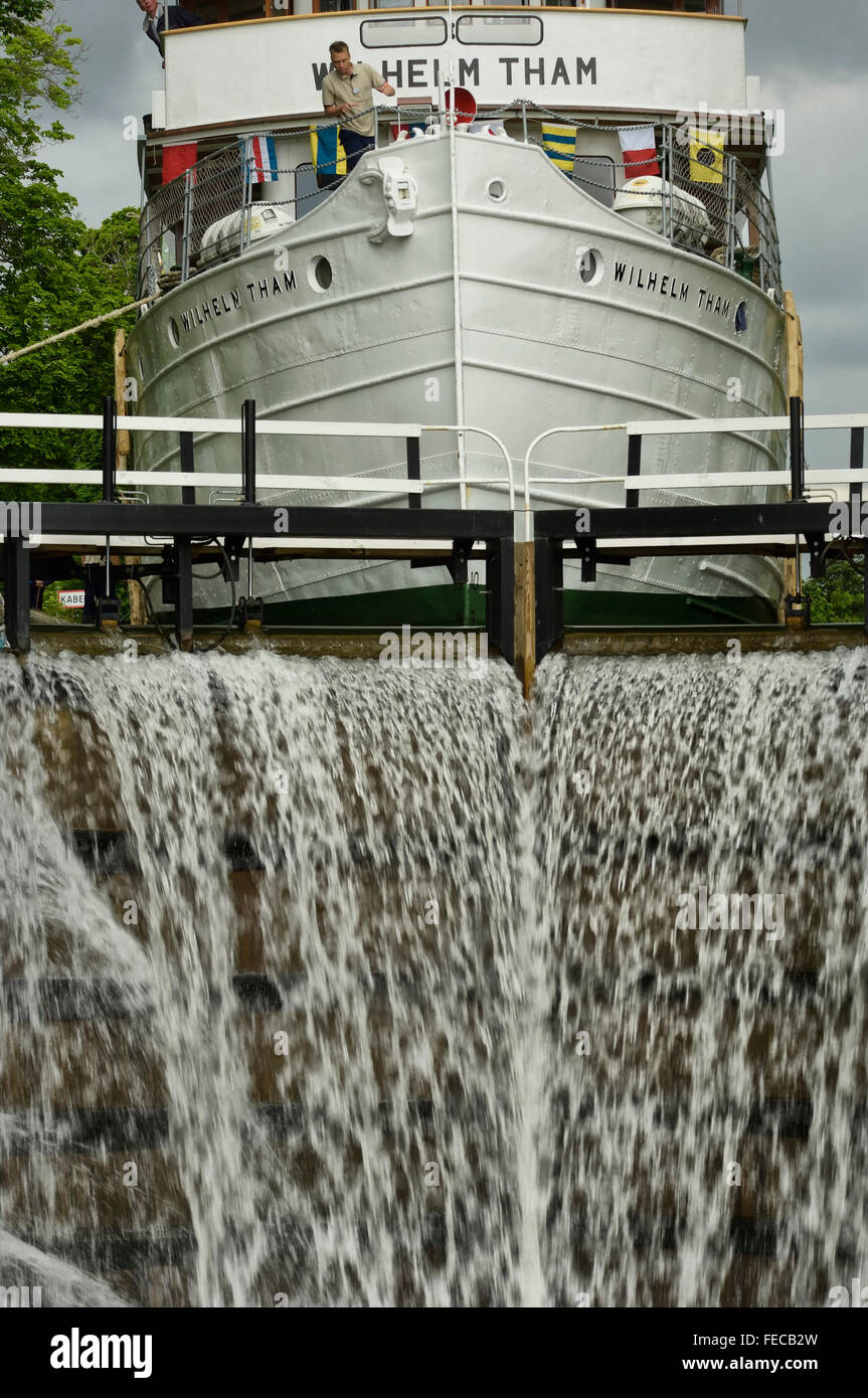 The Carl Johan flight of locks in Berg. Göta Canal cruise. Sweden Stock ...