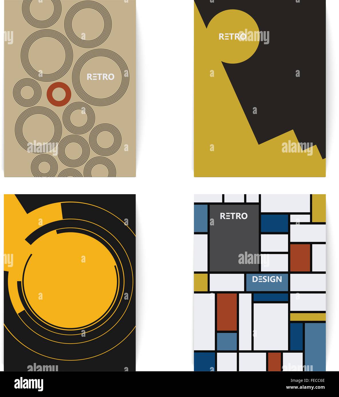 Set of four retro brochures print template in a vintage style. Digital ...