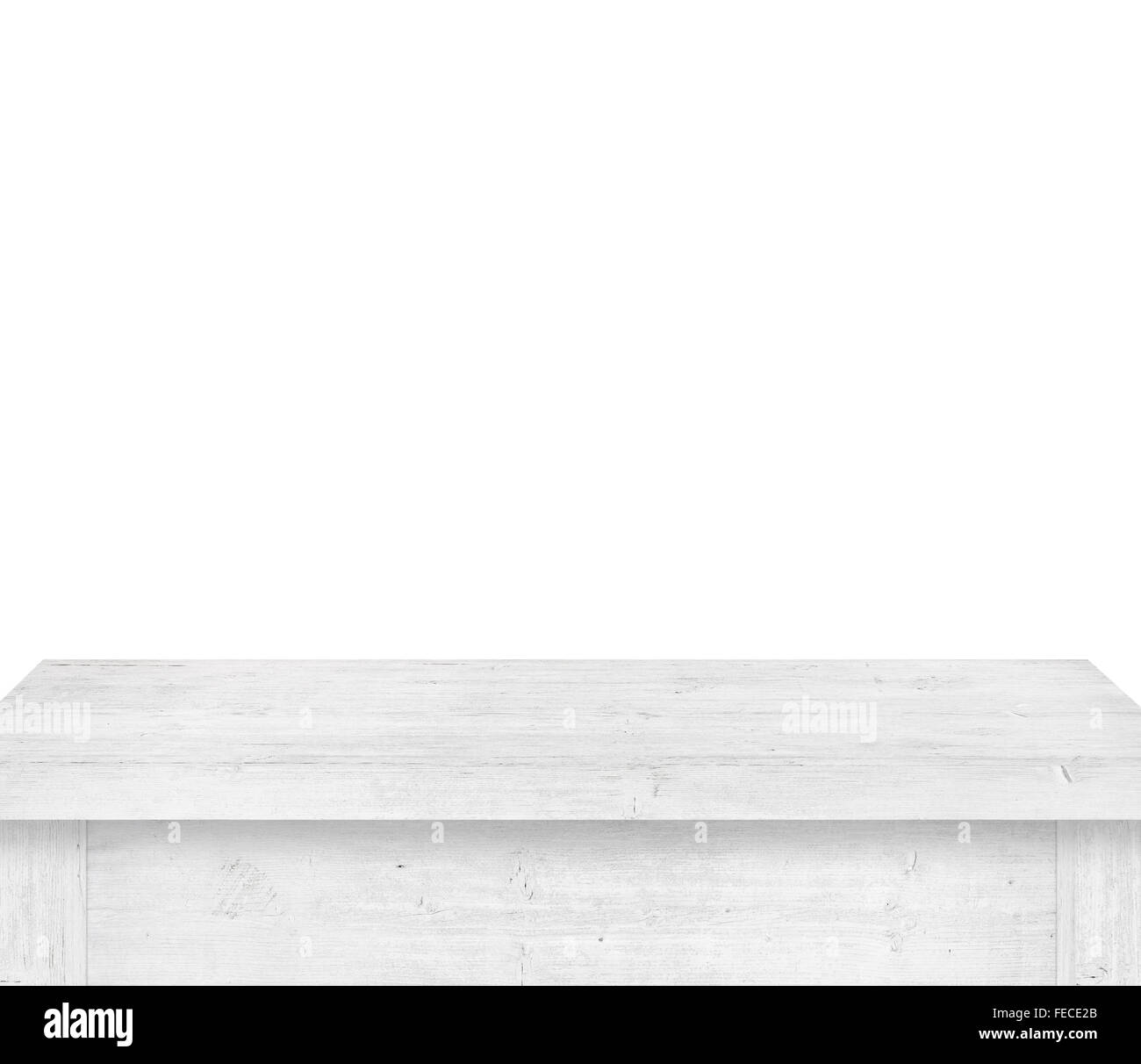 Empty gray wooden table on white background Stock Photo - Alamy