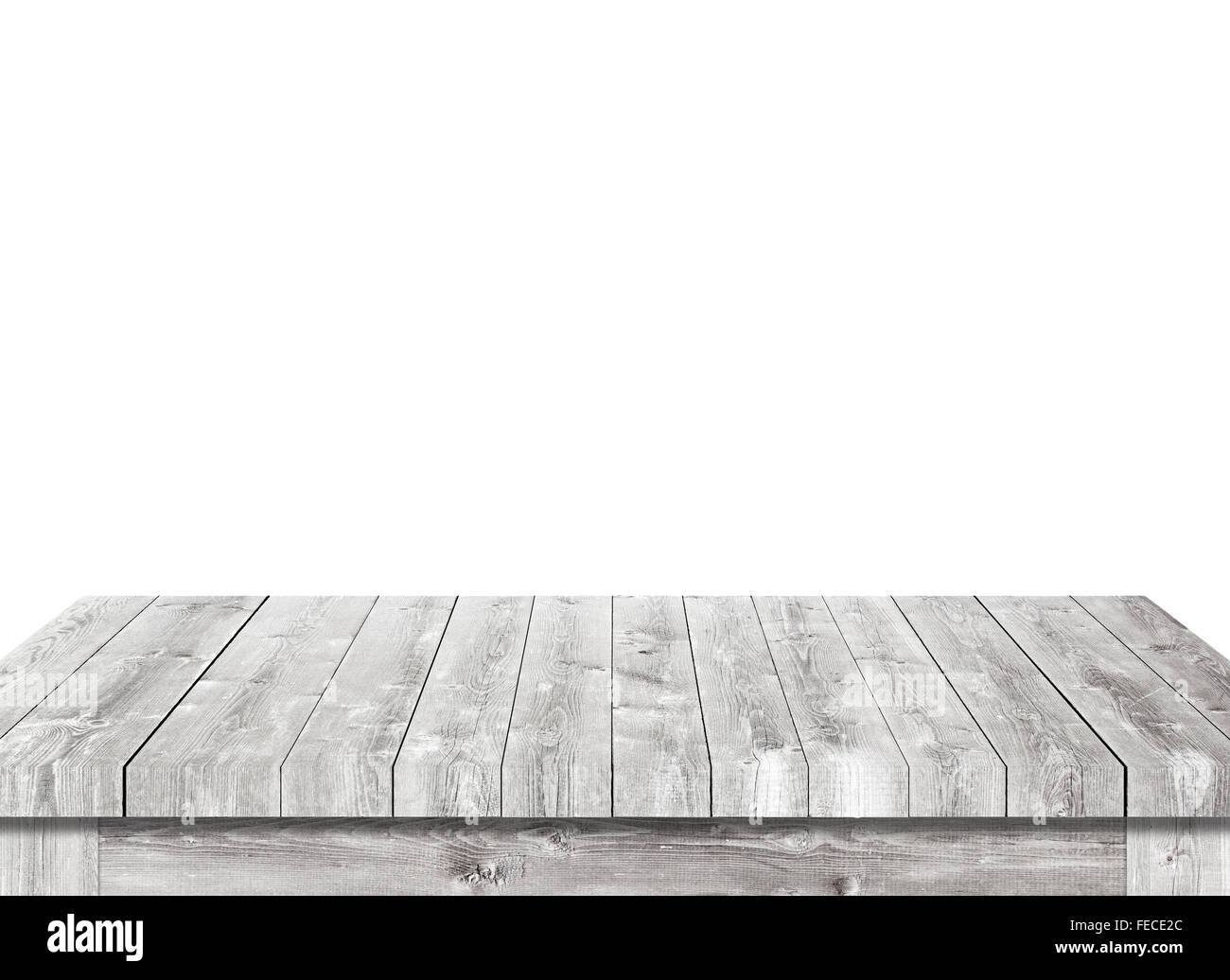 Empty gray wooden table on white background Stock Photo - Alamy