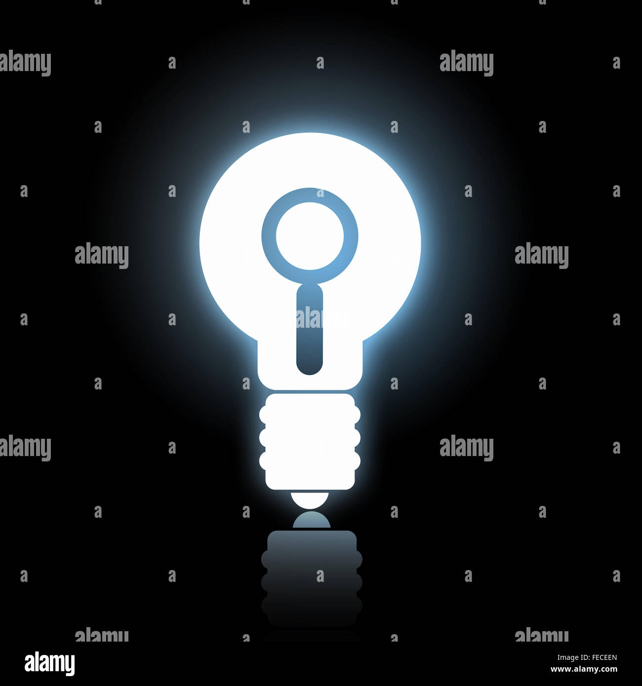Glowing light bulb icon with search symbol inside Stock Photo - Alamy