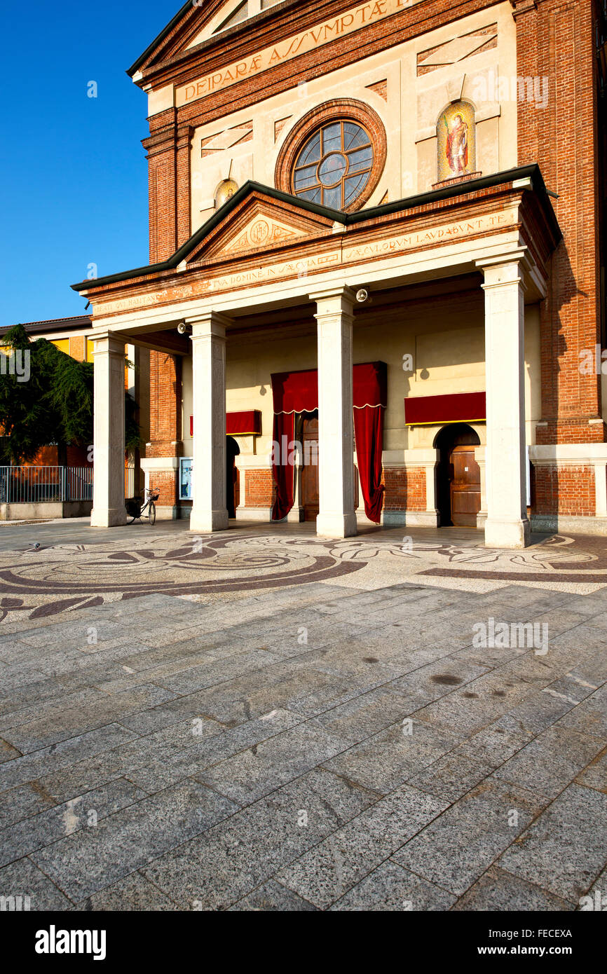 church in the parabiago closed brick tower sidewalk italy lombardy old ...
